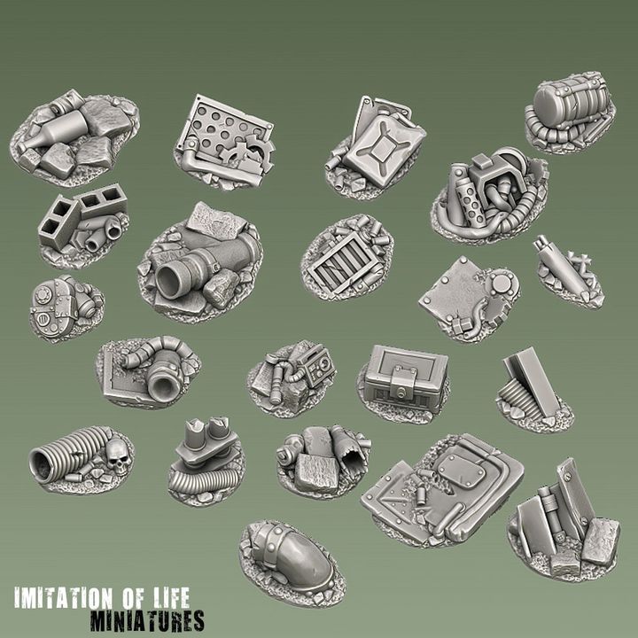 3D Printable Wasteland Base Toppers Set 1-6 Bundle. Supportfree/ Presupported Base detailing ...